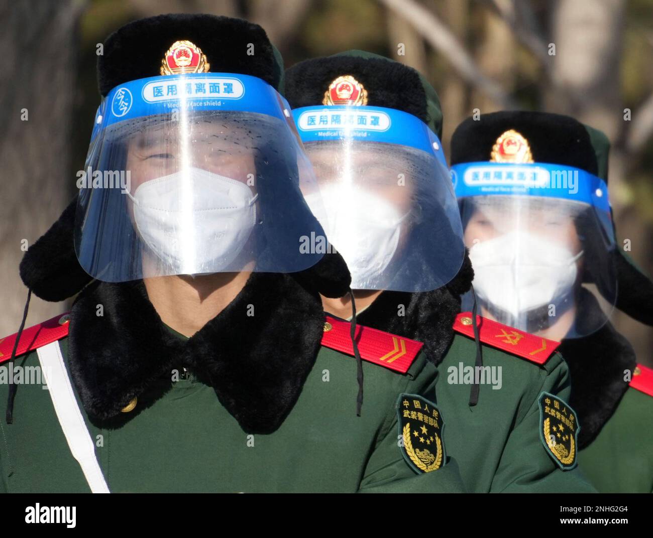 Armed police officers patrol around Tiananmen Square (Tian'anmen Square ...
