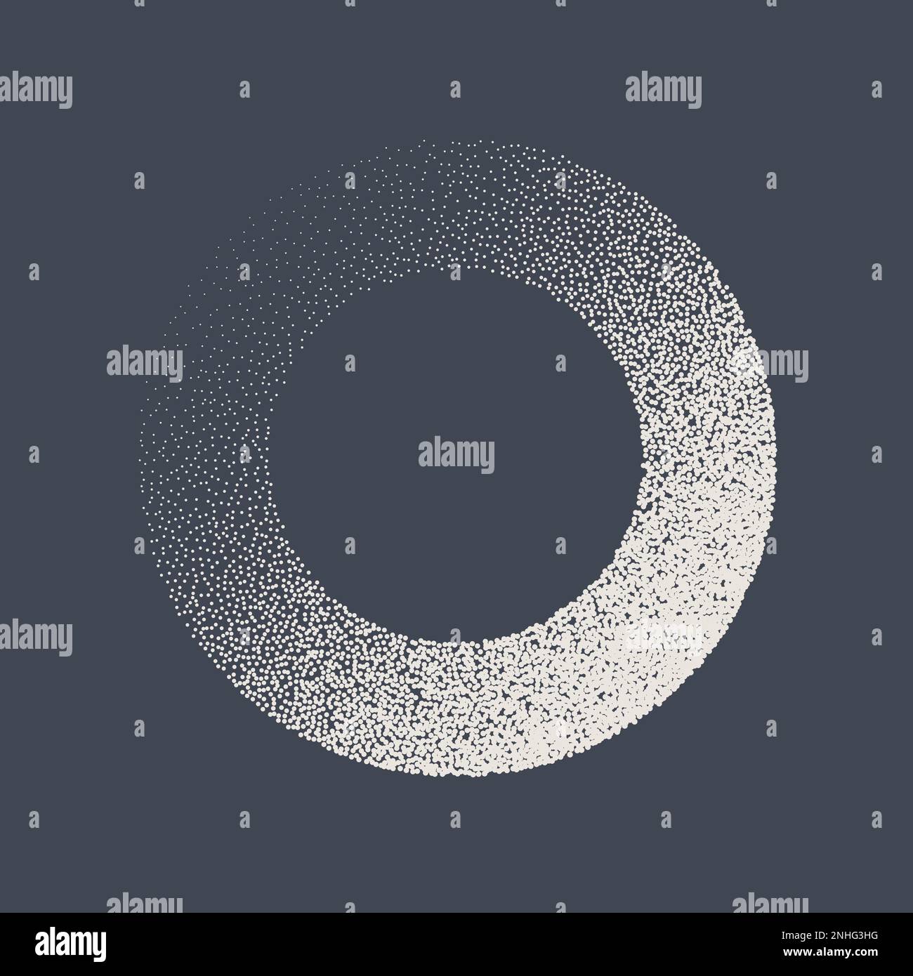Round shaped dotted object, stipple elements. Fading gradient ...