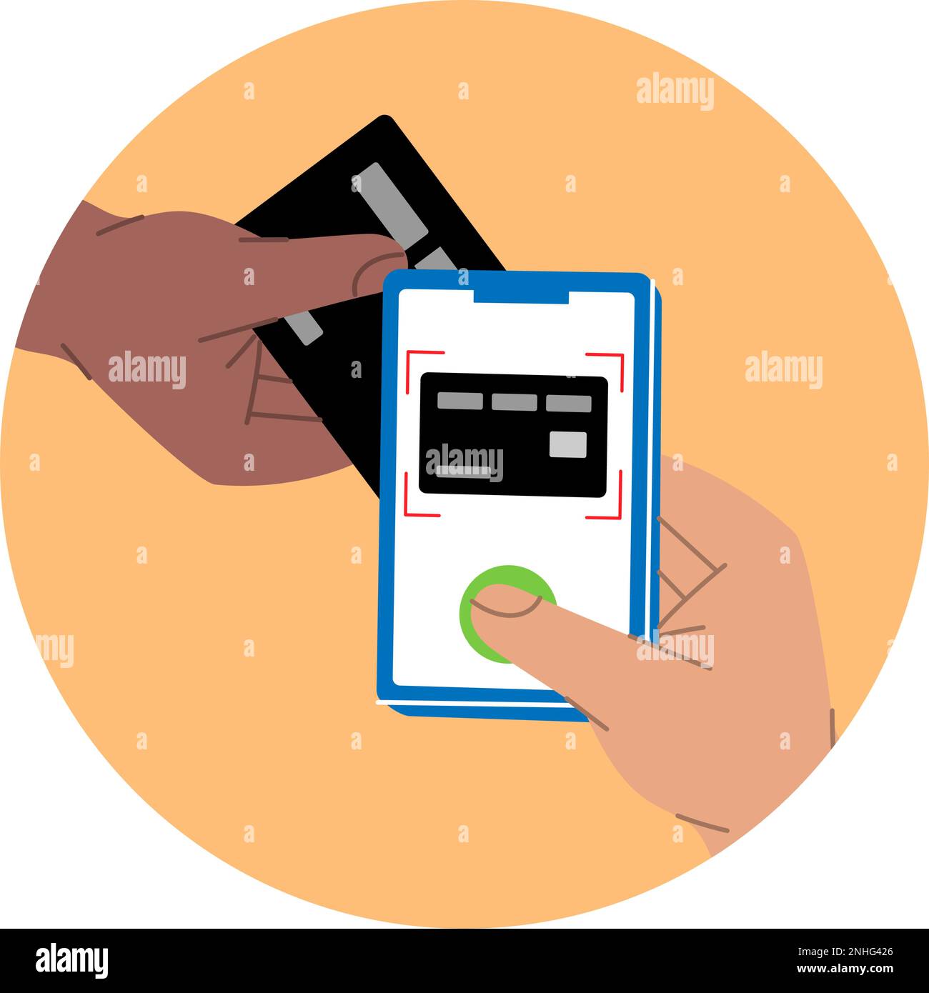 Card scanning for mobile banking payment. Mobile payment concept. E ...