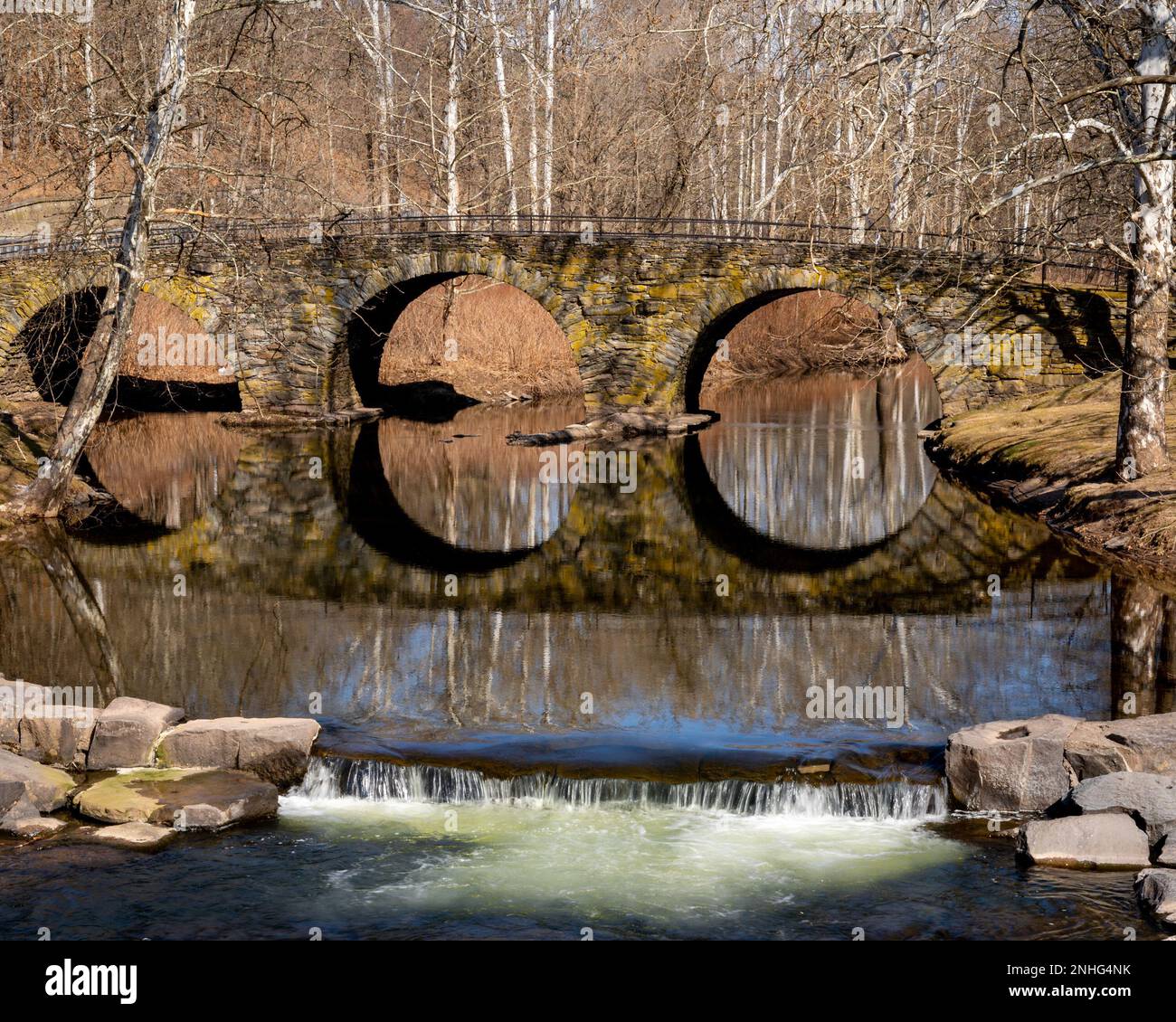 Kenoza Lake, NY - USA - Feb 20, 2023 Landscape view of the scenic three ...