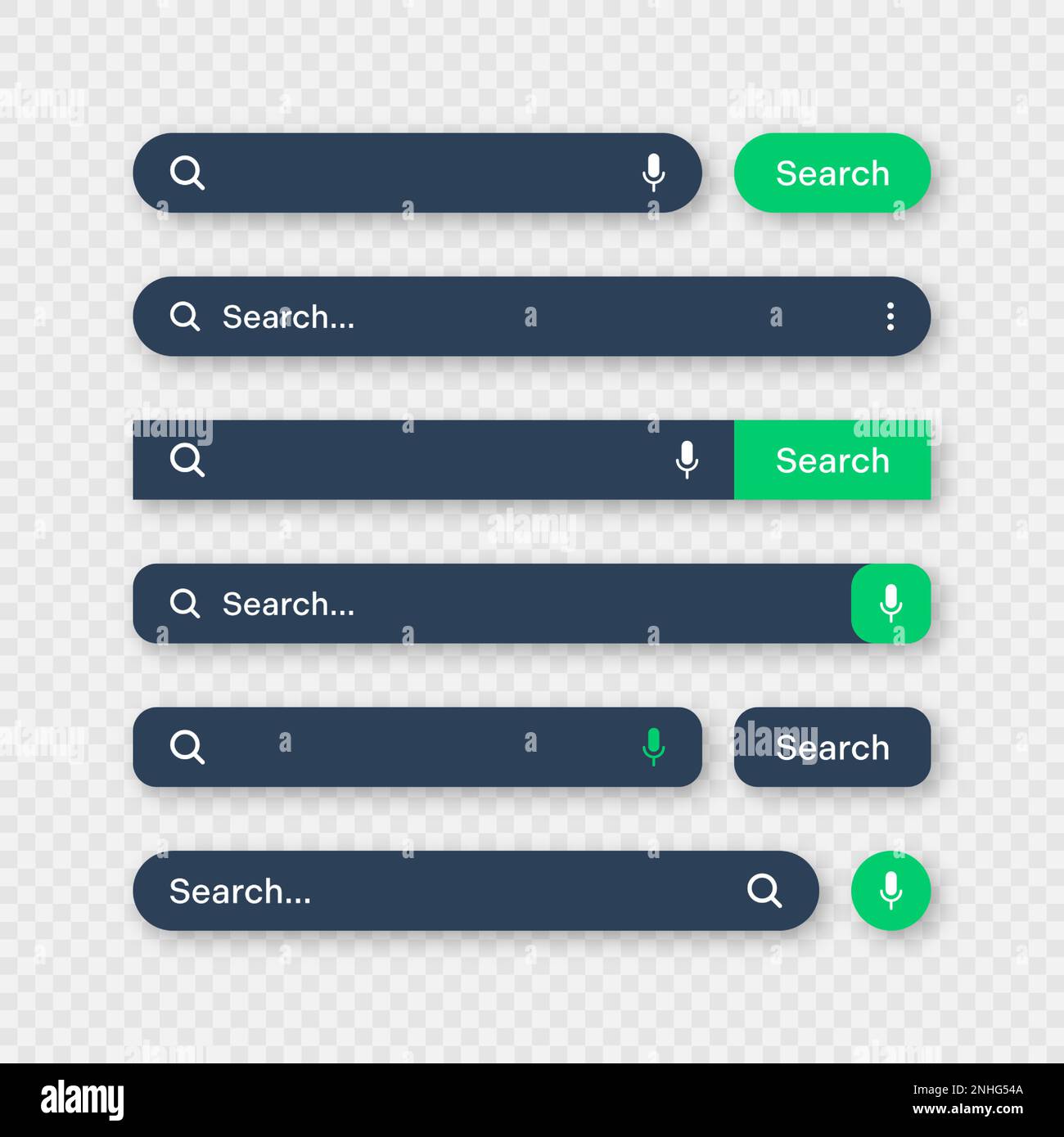 Various search bar templates, dark mode. Internet browser engine with ...