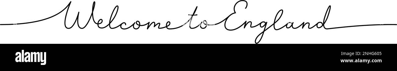Welcome to England - word with continuous one line. Minimalist drawing ...