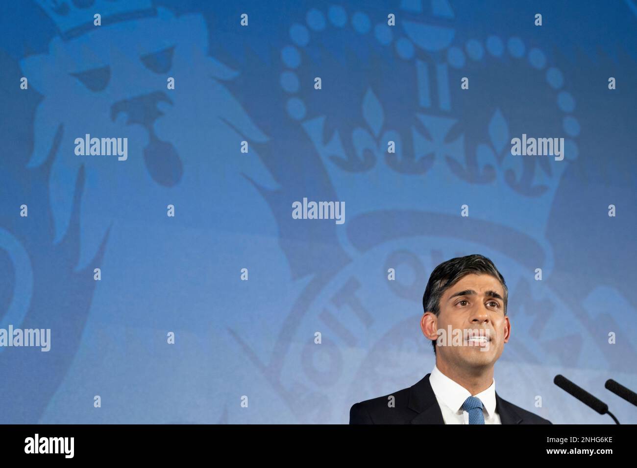 Britain's Prime Minister Rishi Sunak during a speech setting out his ...
