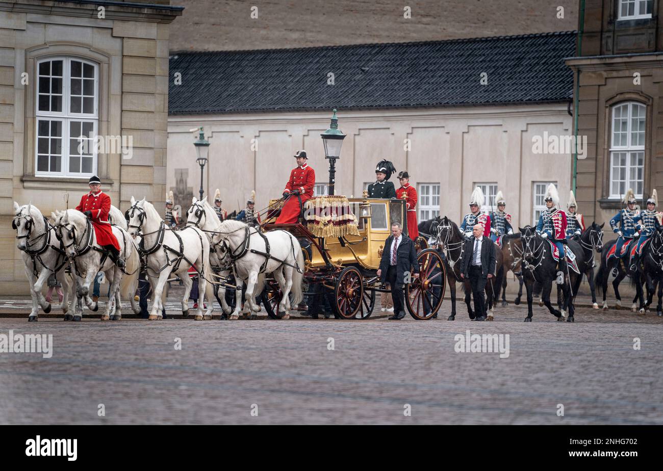 Denmark's Queen Margrethe is escorted by the Guard Hussar Regiment's ...