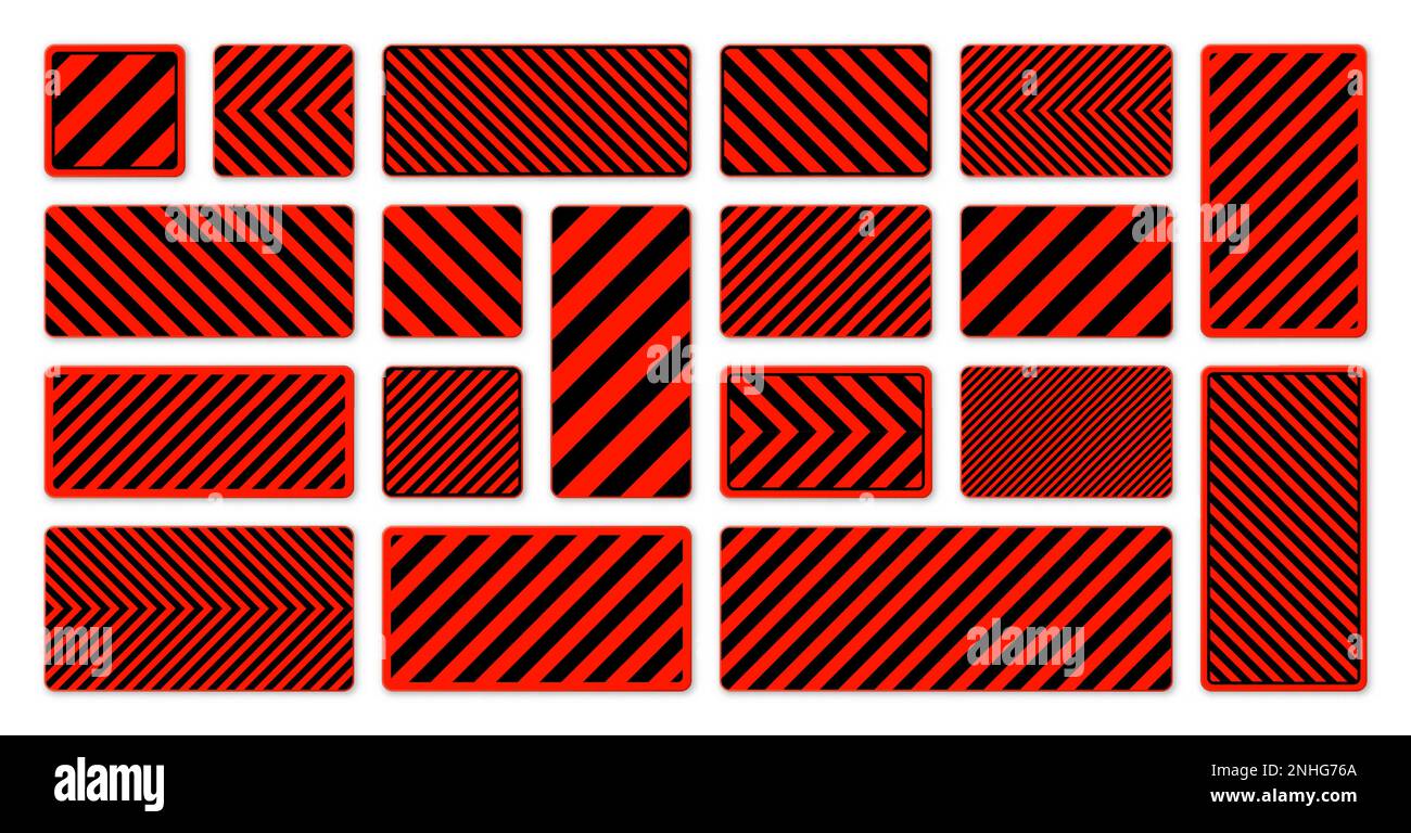 Various black and red warning signs with diagonal lines. Attention ...