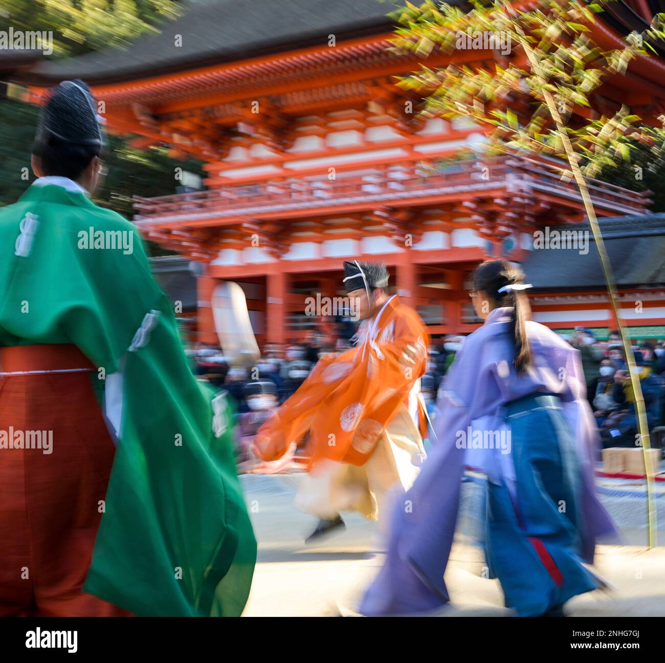 Members of the Kemari Preservation Society perform Kemari Hajime ...