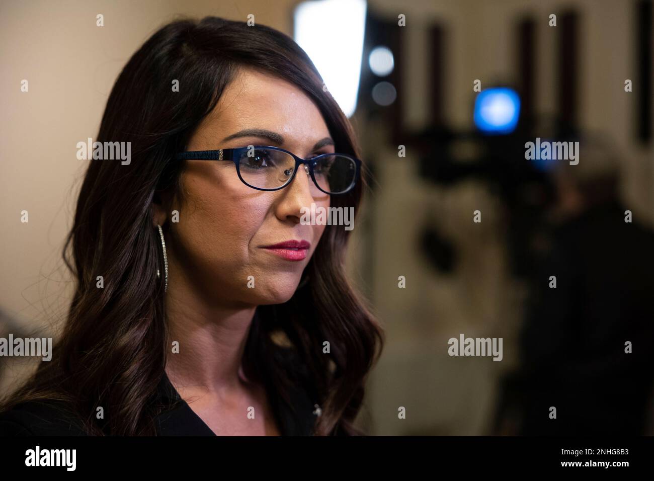 Rep. Lauren Boebert (R-Colo.) gives an interview at the U.S. Capitol ...