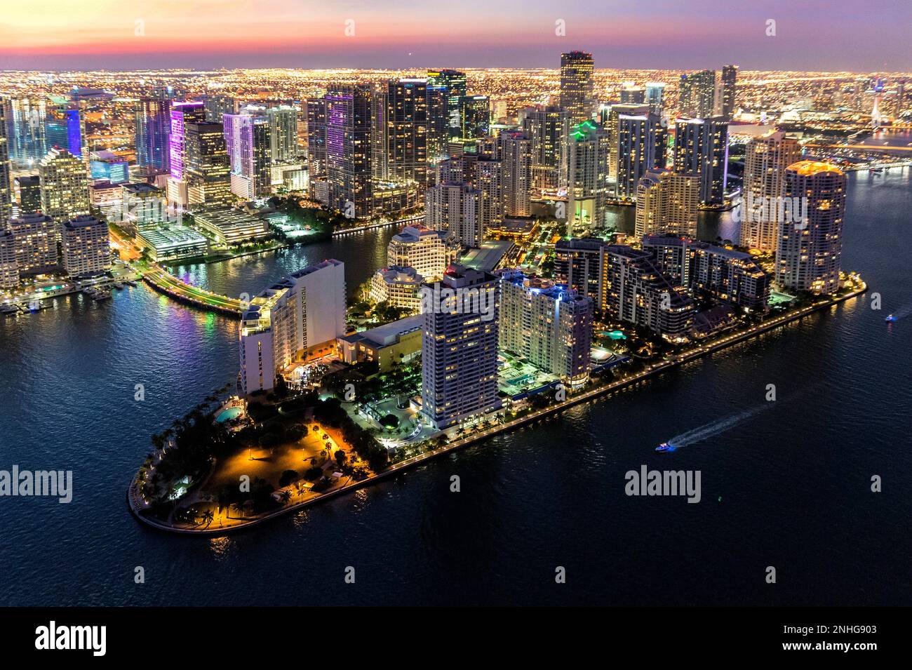Brickell Key,Aerial, Miami,Miami Beach South Florida,USA Stock Photo ...