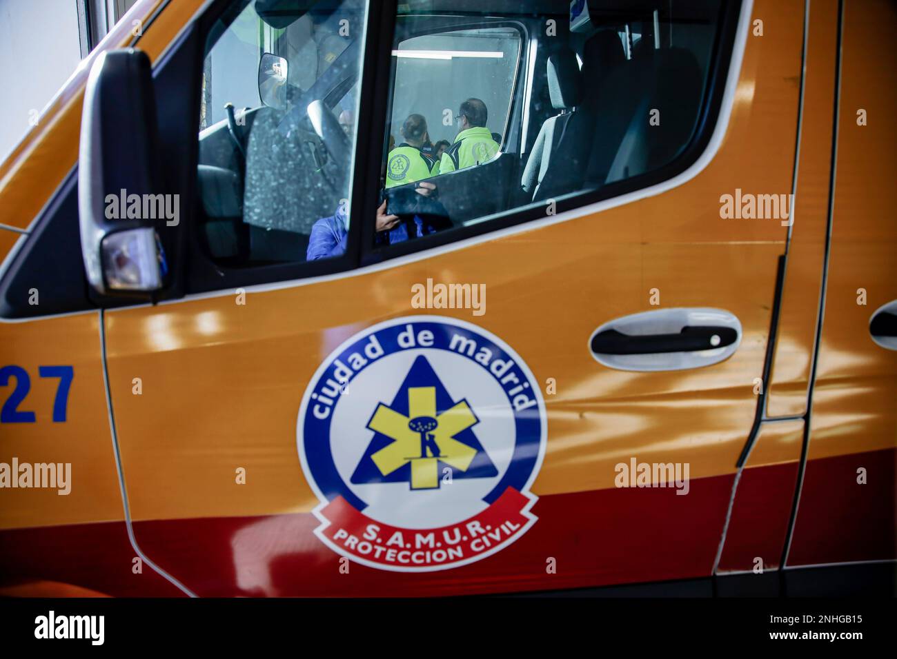 An ambulance outside the SAMUR-Protección Civil base in the district of ...
