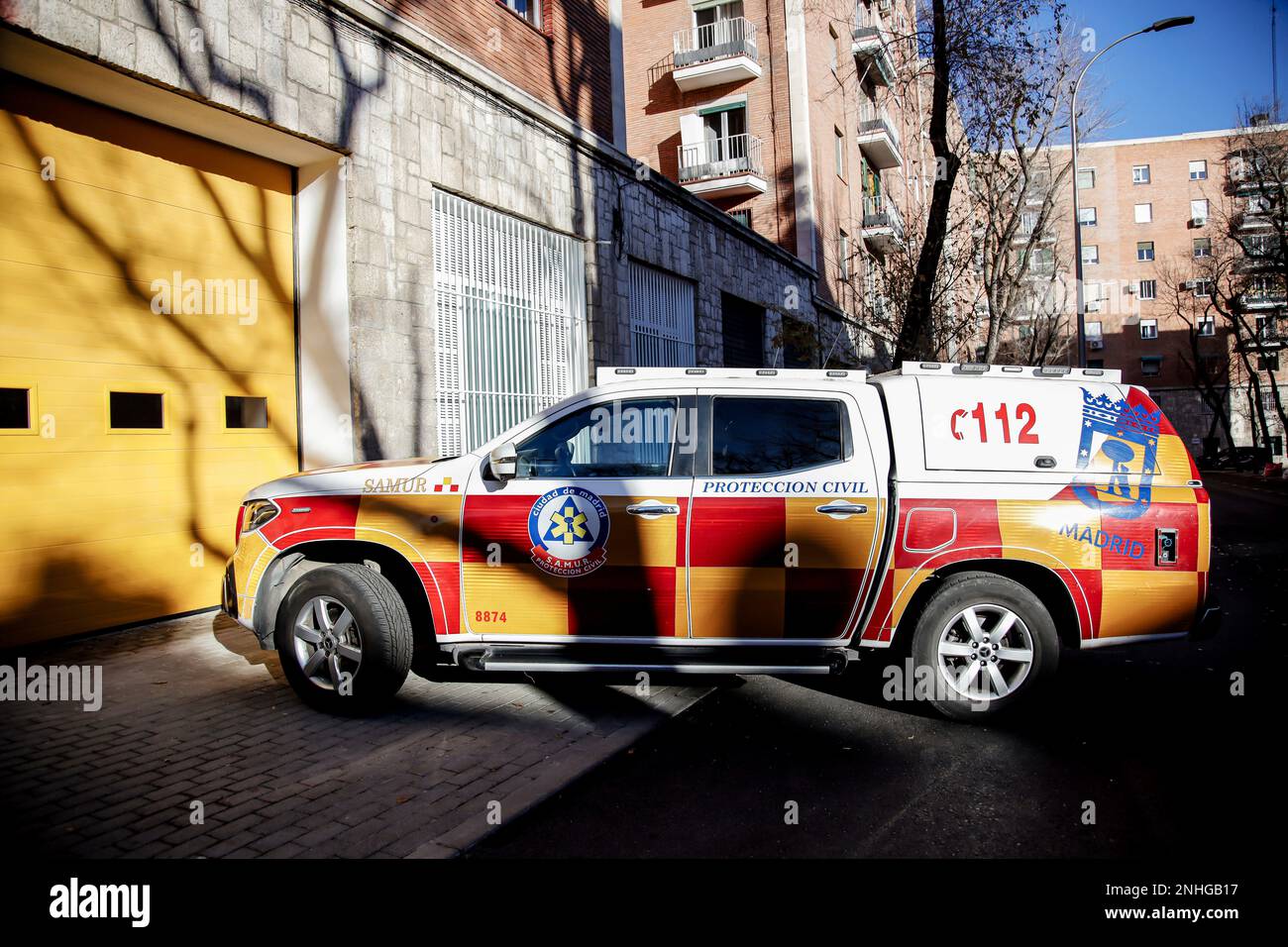 A SAMUR vehicle parked outside the SAMUR-Protección Civil base in the ...