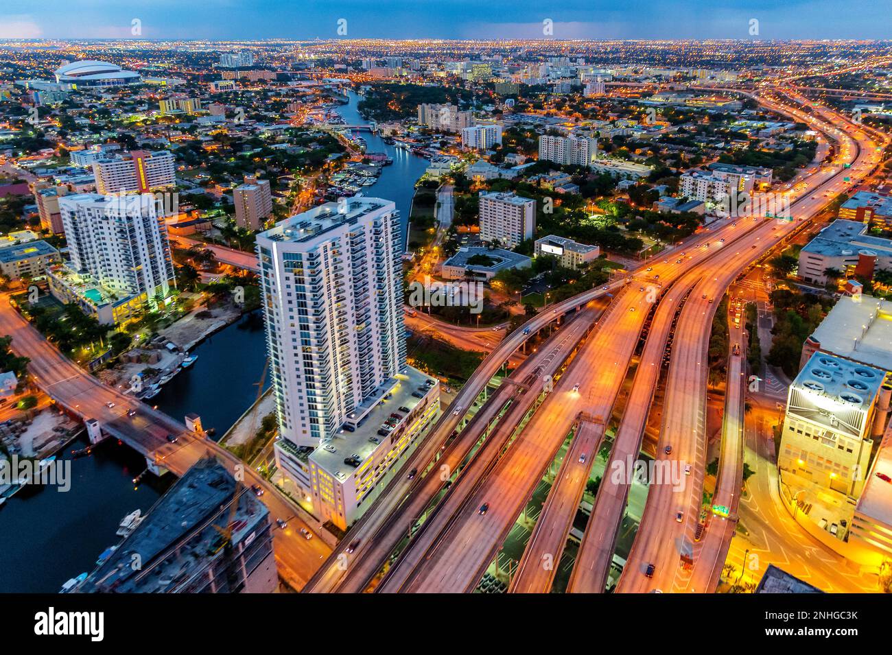 Downtown and Main Highway 95 System,Miami River Aerial View,Miami,South ...