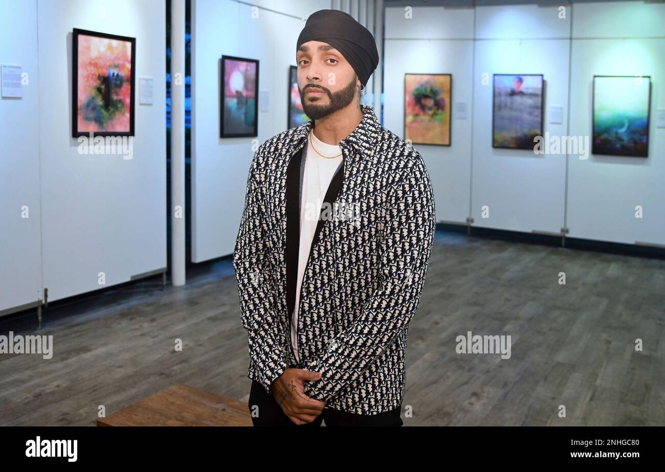 London-based illustrated artist Amandeep Singh, better known as Inkquisitive, photographed with ...