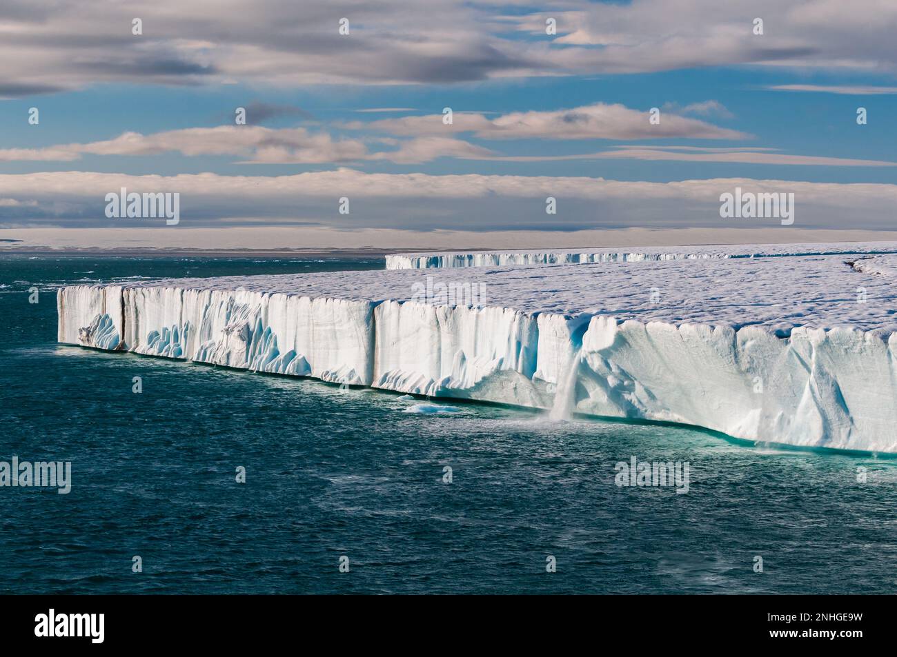 Water running off the arctic ice shelf off the Svalbard Islands of ...