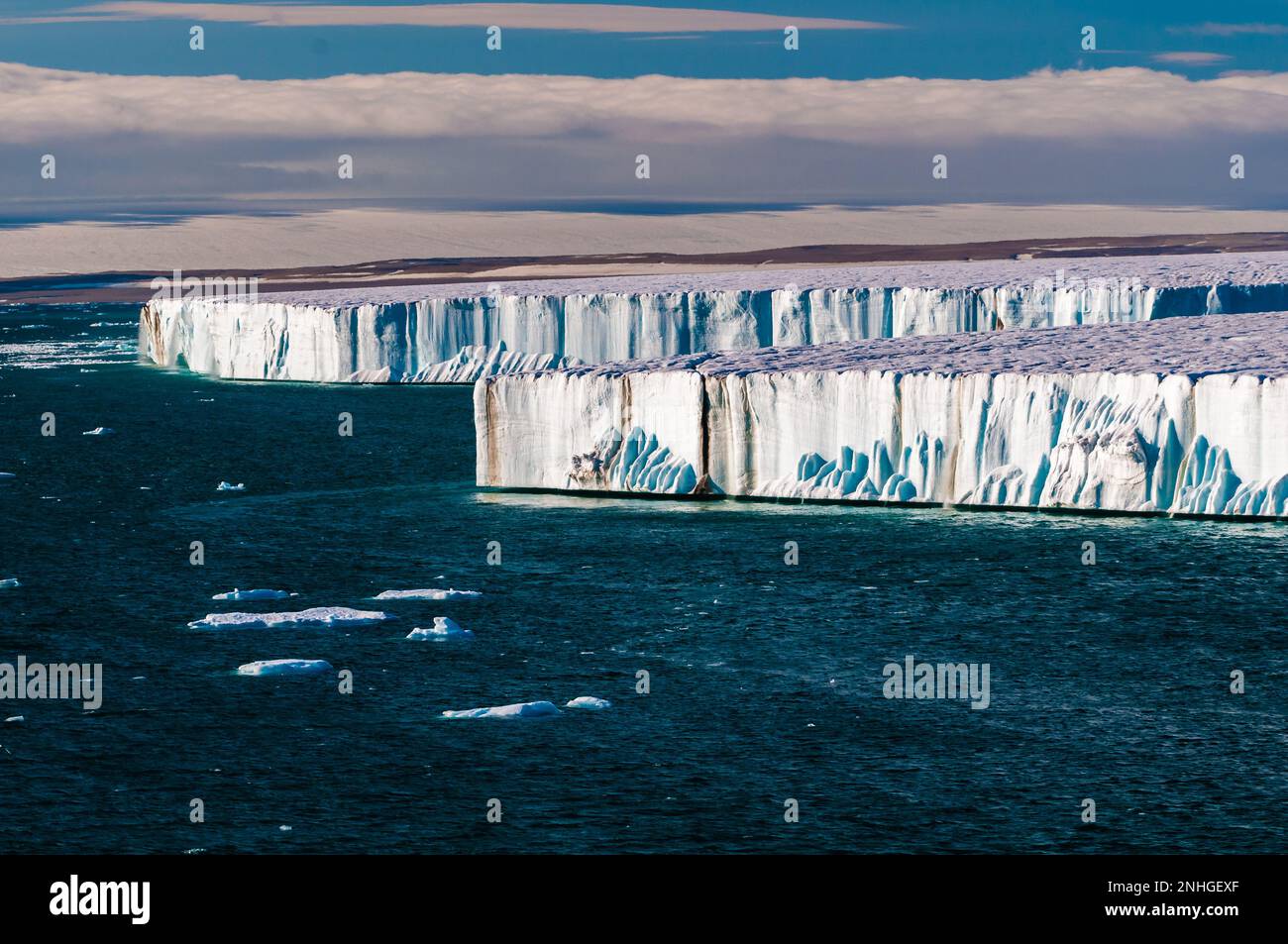 Water running off the arctic ice shelf off the Svalbard Islands of ...