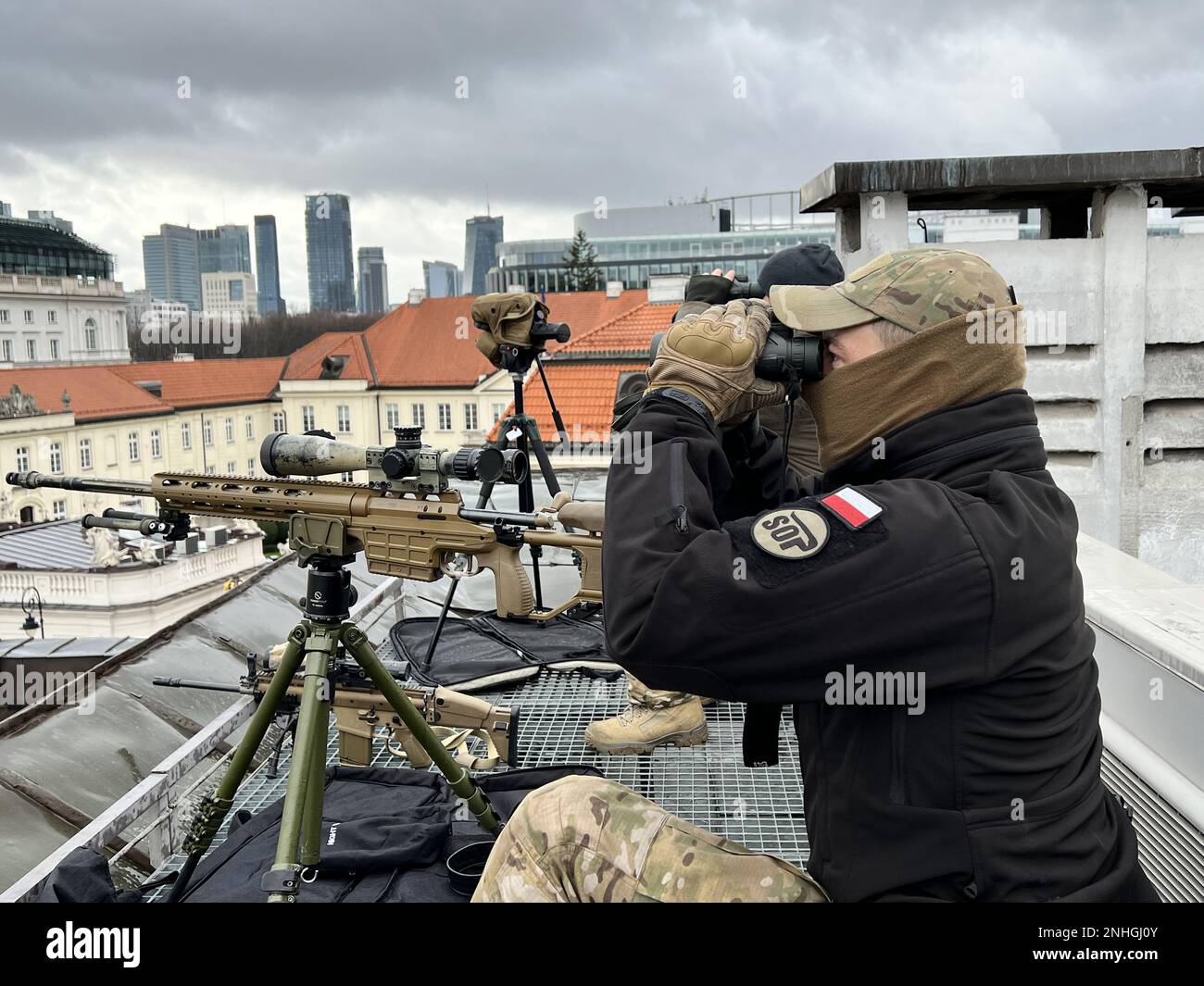 Security officers stand guard outside hi-res stock photography and ...