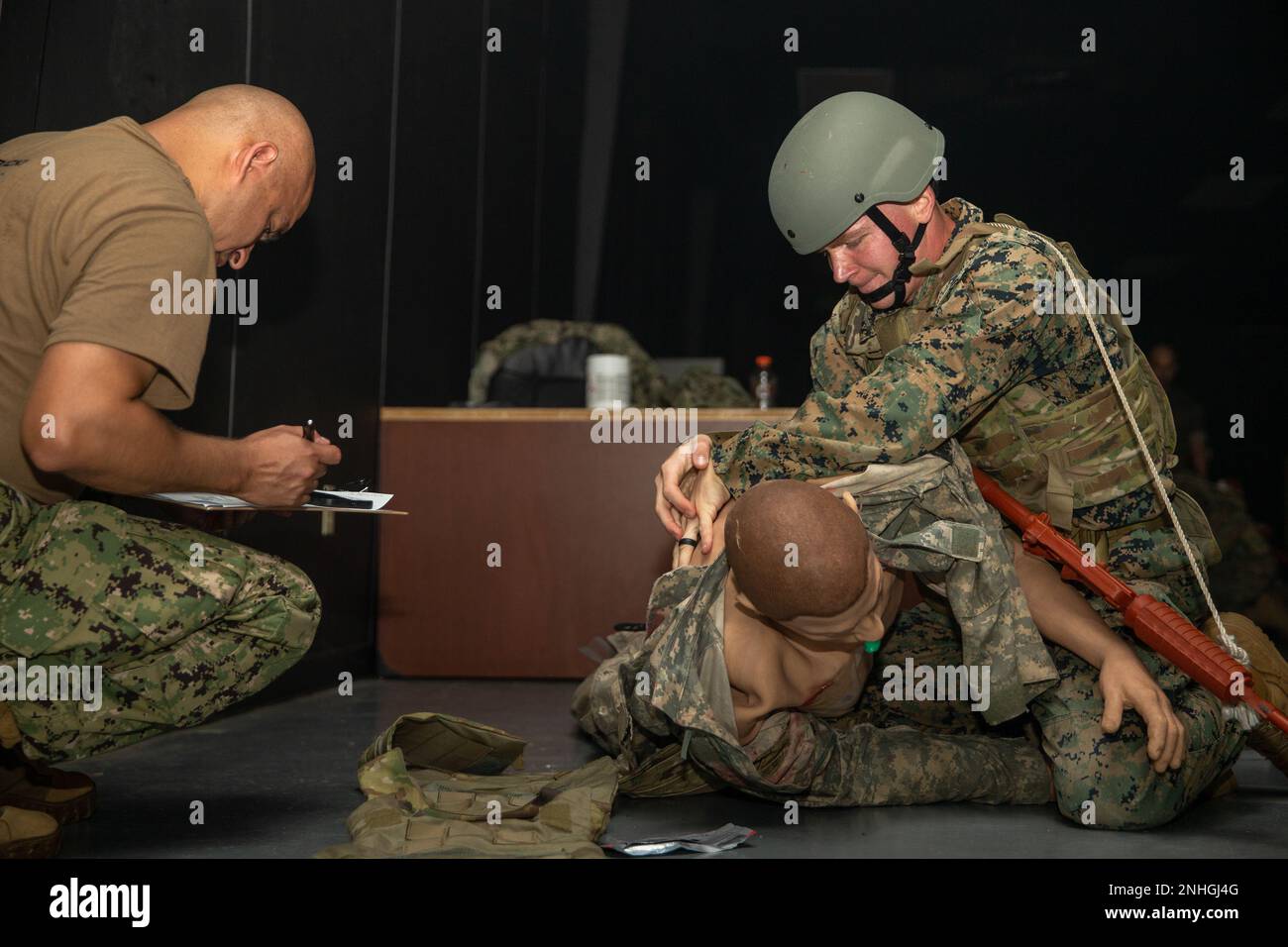 U.S. Marine Corps Cpl. Kaleb Martin, combat photographer, performs ...