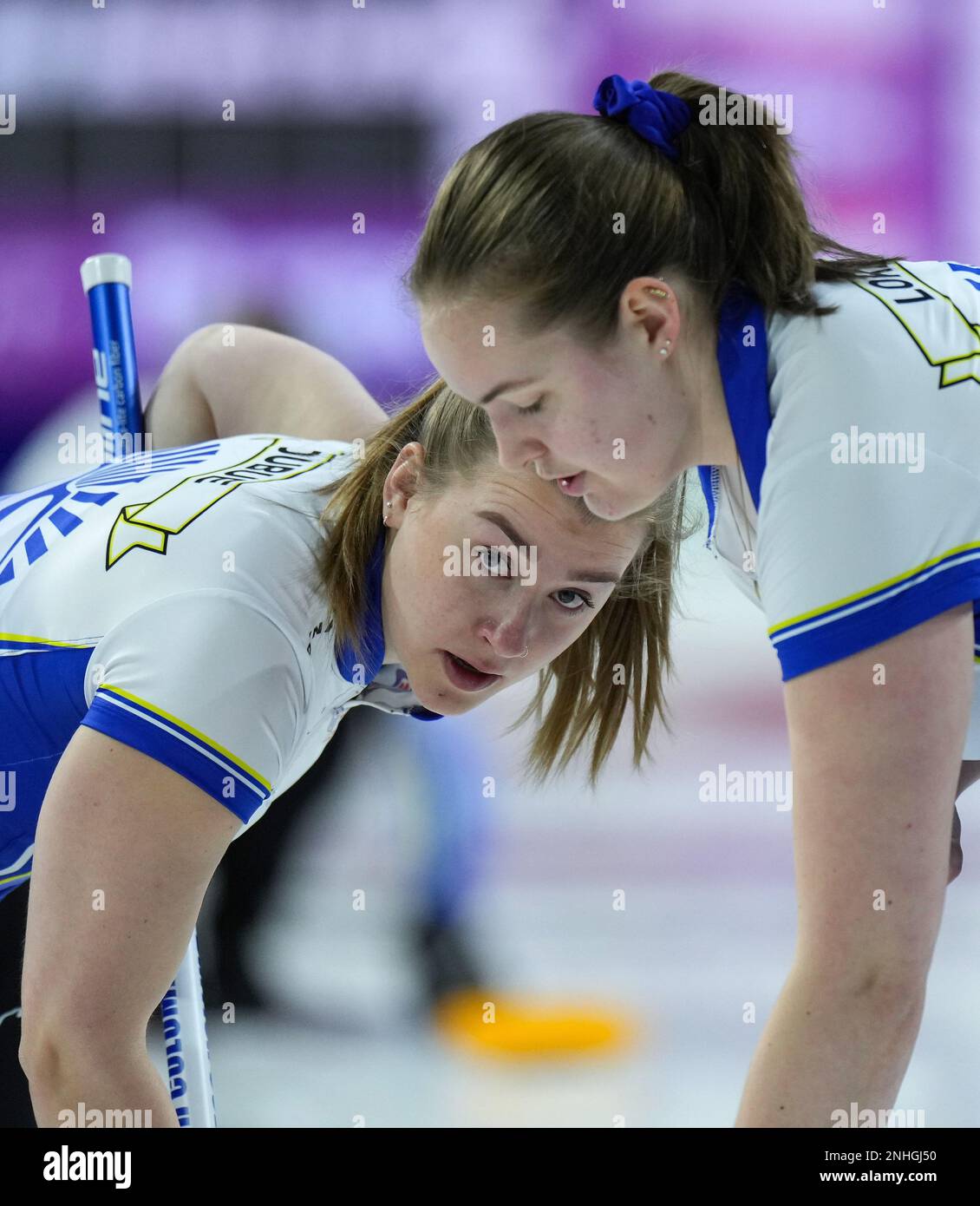 British Columbia second Lindsay Dubue, back left, and lead Sarah Loken ...
