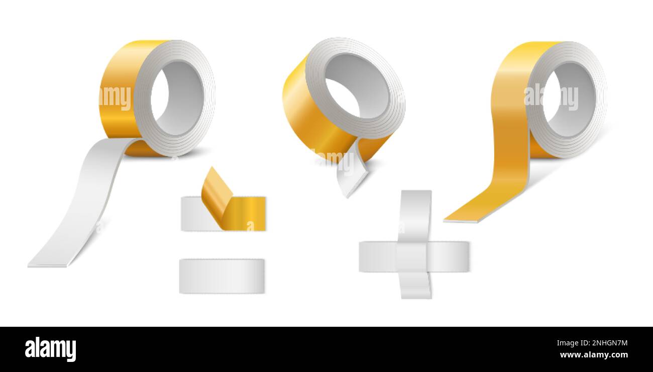 Set with isolated duct tape mockup realistic images of double sided ...