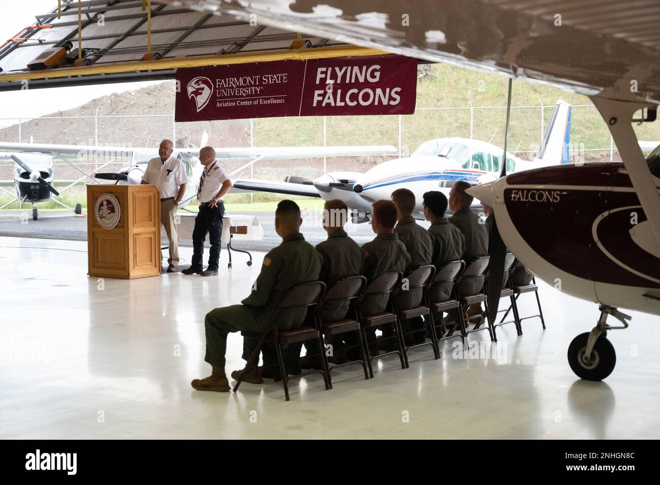 Col. Bryan Preece, 130th Airlift Wing Commander, speaks at the Summer U ...