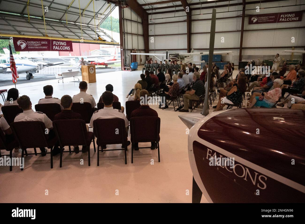 Col. Bryan Preece, 130th Airlift Wing Commander, speaks at the Summer U ...