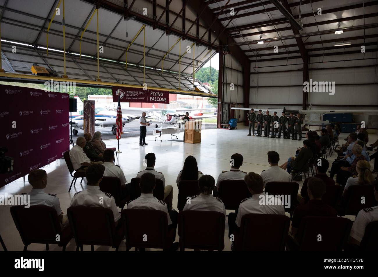 Col. Bryan Preece, 130th Airlift Wing Commander, speaks at the Summer U ...