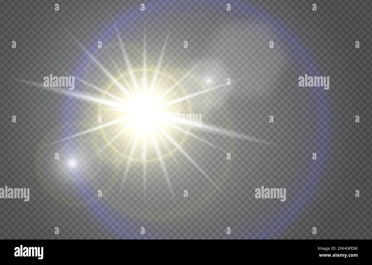 Sun lights effect realistic composition with transparent background and ...