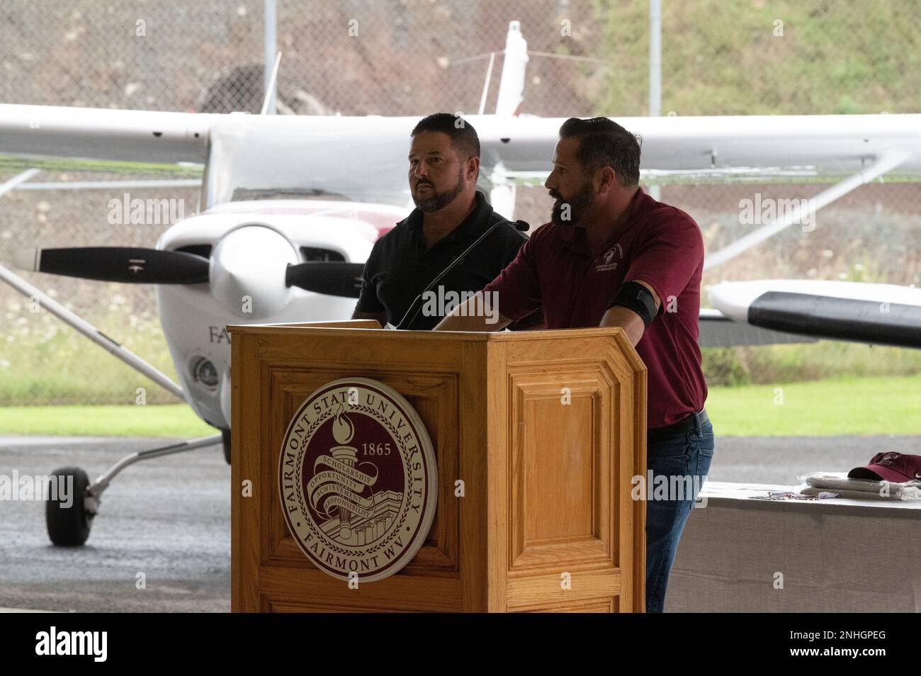 Col. Bryan Preece, 130th Airlift Wing Commander, speaks at the Summer U ...