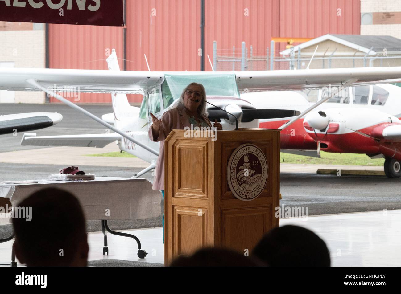 Col. Bryan Preece, 130th Airlift Wing Commander, speaks at the Summer U ...