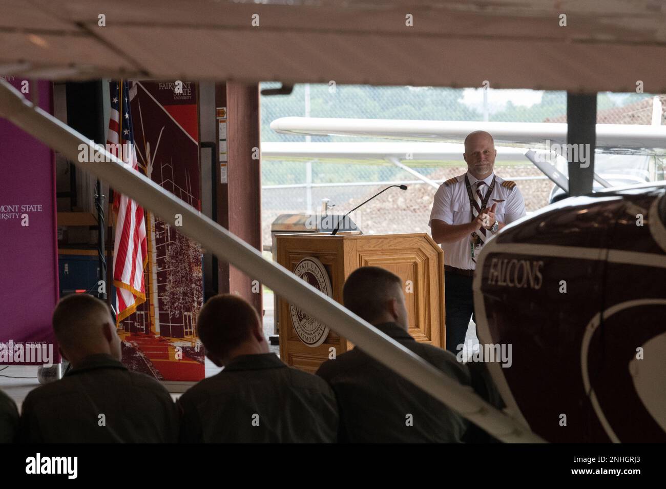 Col. Bryan Preece, 130th Airlift Wing Commander, speaks at the Summer U ...