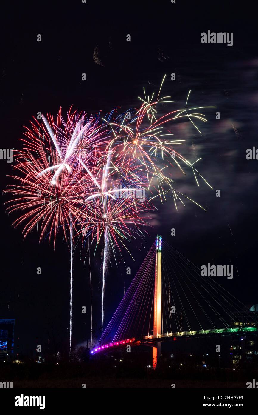New Year's Eve fireworks as viewed with the Bob Kerrey Pedestrian ...