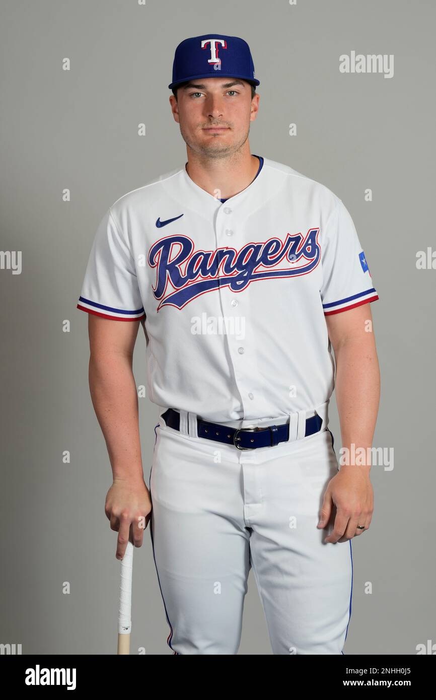 This is a 2023 photo of Justin Foscue of the Texas Rangers baseball ...