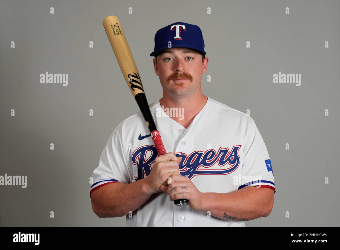 This is a 2023 photo of Blaine Crim of the Texas Rangers baseball team ...