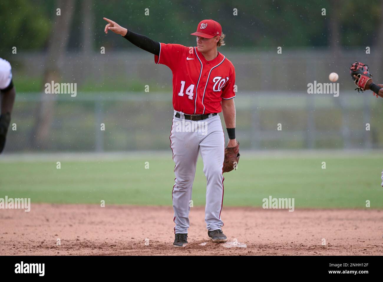 FCL Nationals second baseman Quade Tomlin (14) during a Florida Complex League baseball game ...