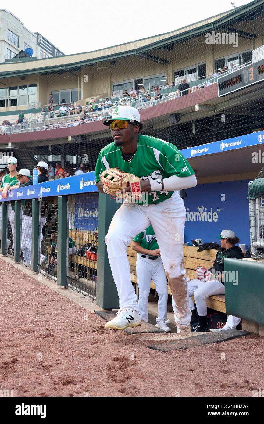 Dayton Dragons outfielder Jay Allen II (24) takes the field during a ...