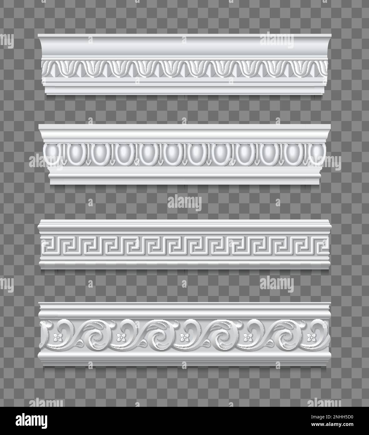 Fragments of mold cornices with classical pattern for wall decoration ...