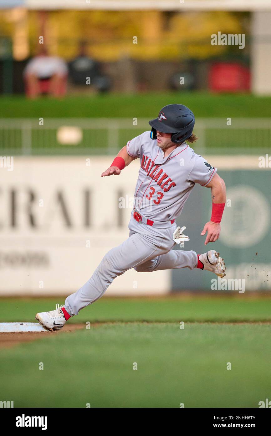 Great Lakes Loons Dalton Rushing (33) running the bases during a ...
