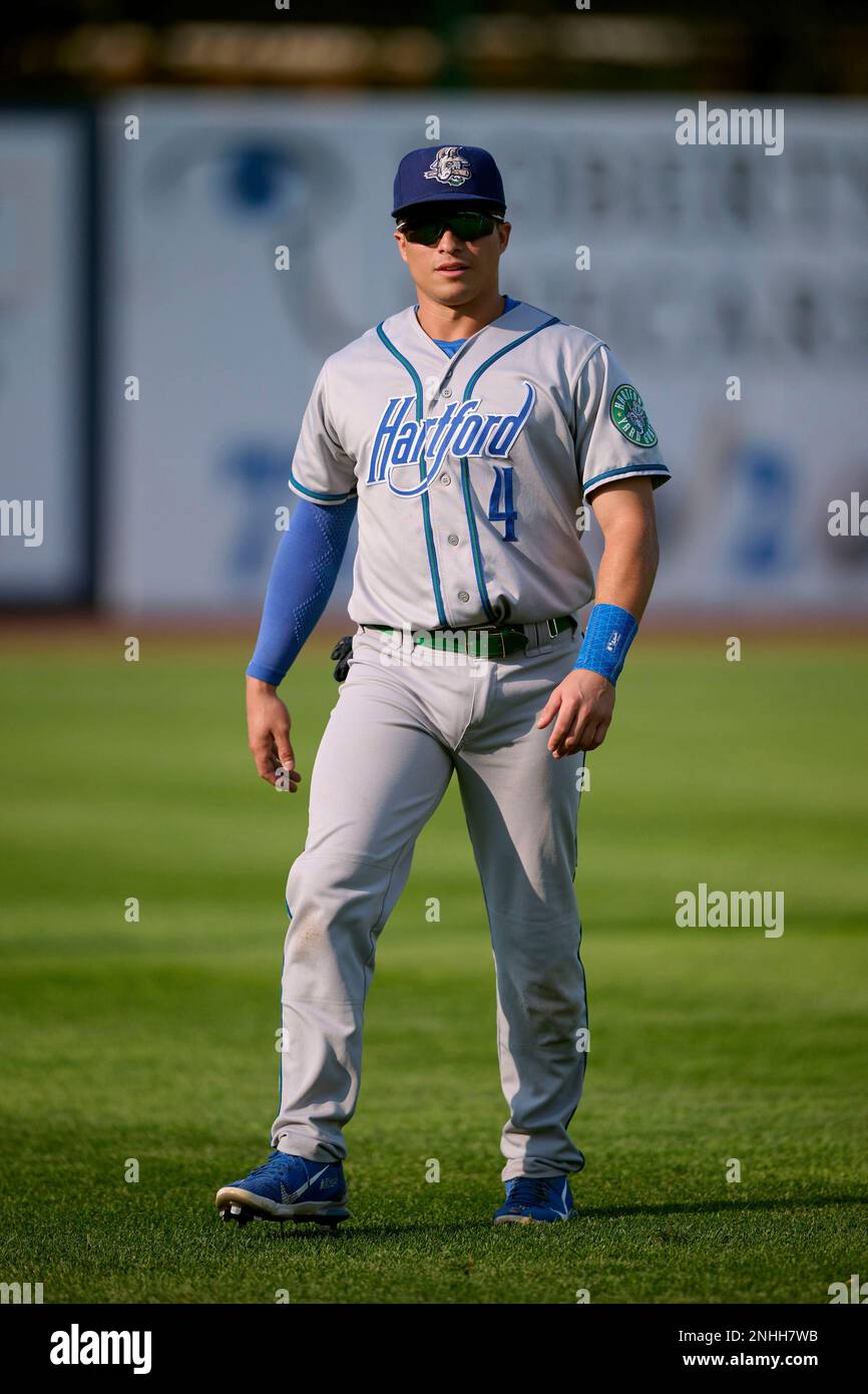 Hartford Yard Goats Isaac Collins (4) during warmups before an Eastern ...