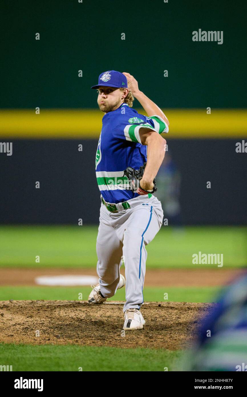 Hartford Yard Goats pitcher Blair Calvo (8) during an Eastern League ...