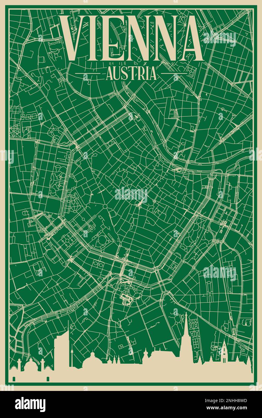 Map Of Downtown Vienna Austria Vienna, Austria City Street Map Custom
