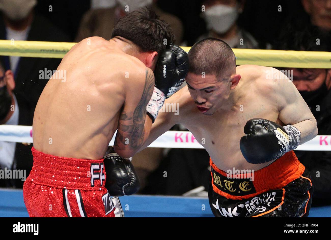 World Boxing Organization super flyweight champion Kazuto Ioka of Japan and World Boxing ...