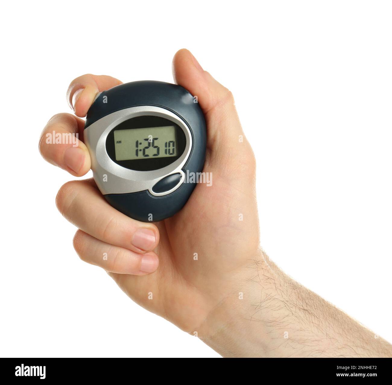 Man holding digital timer on white background, closeup Stock Photo - Alamy