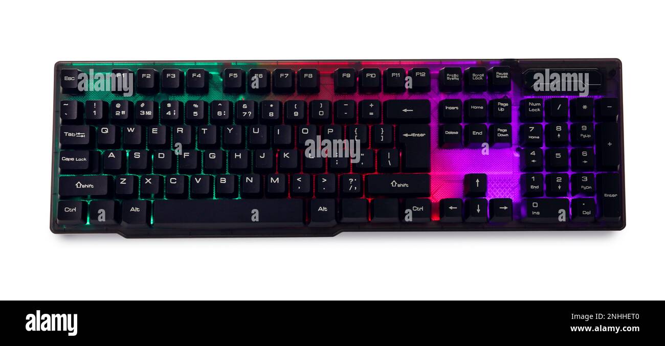Modern mechanical RGB keyboard isolated on white Stock Photo - Alamy