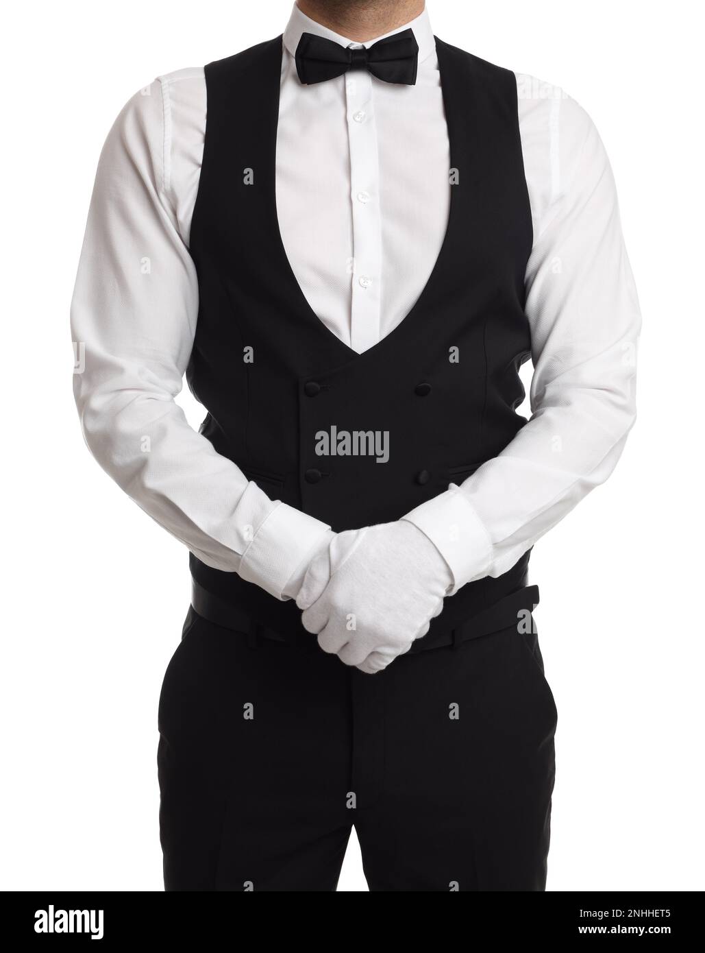 Butler in elegant uniform on white background, closeup Stock Photo - Alamy