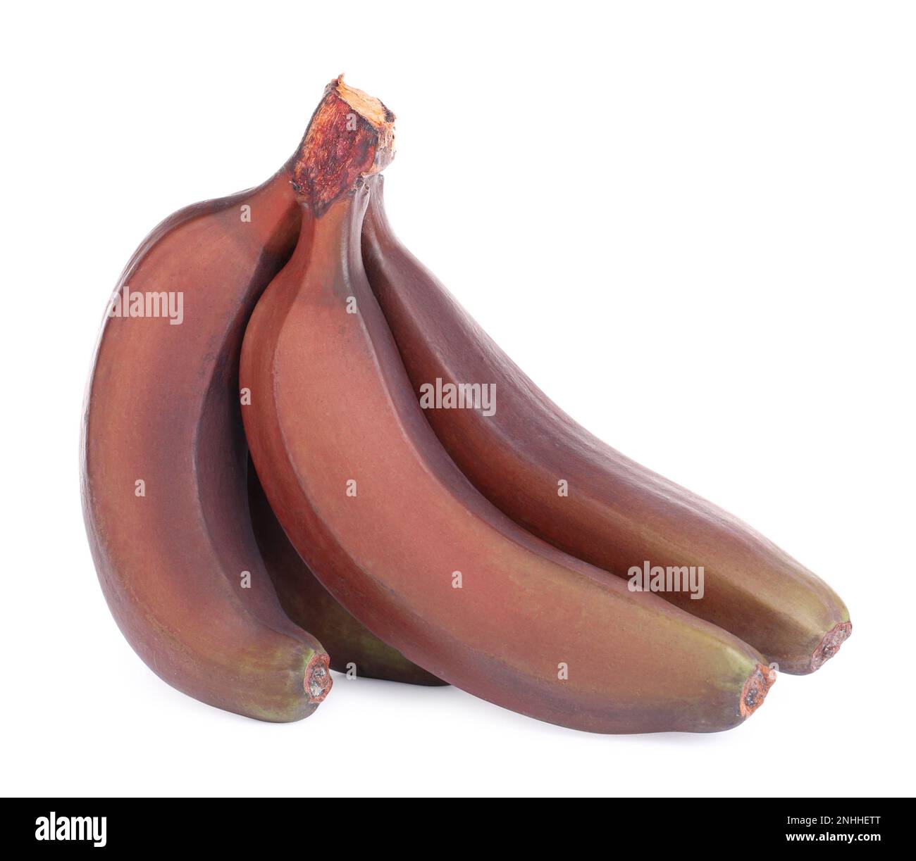 Delicious red baby bananas on white background Stock Photo - Alamy