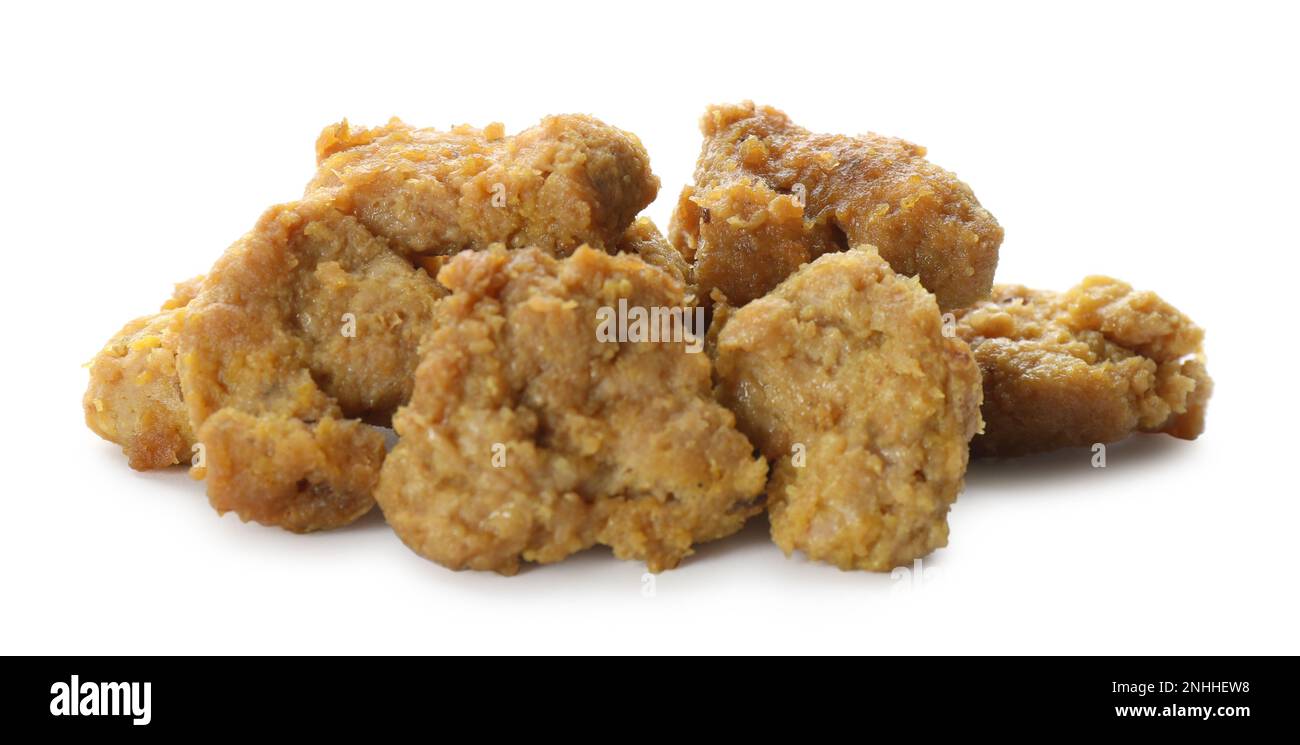 Delicious cooked soy meat on white background Stock Photo - Alamy