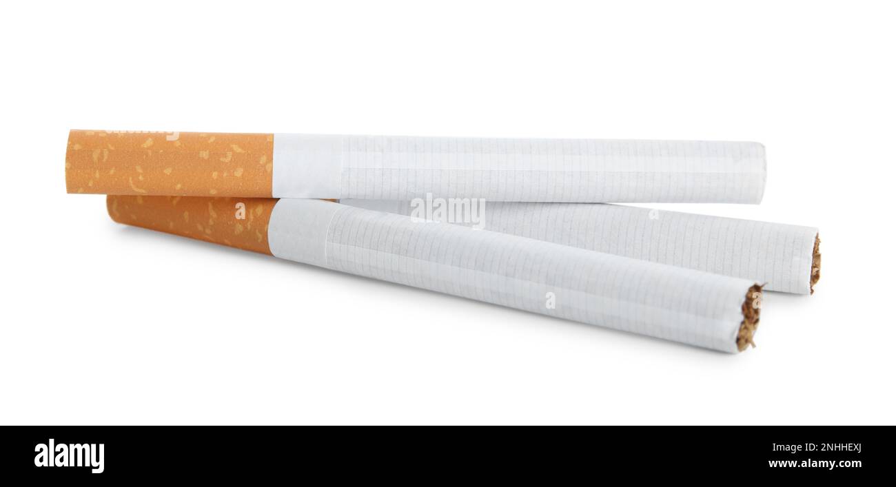 Cigarettes with orange filters isolated on white Stock Photo - Alamy