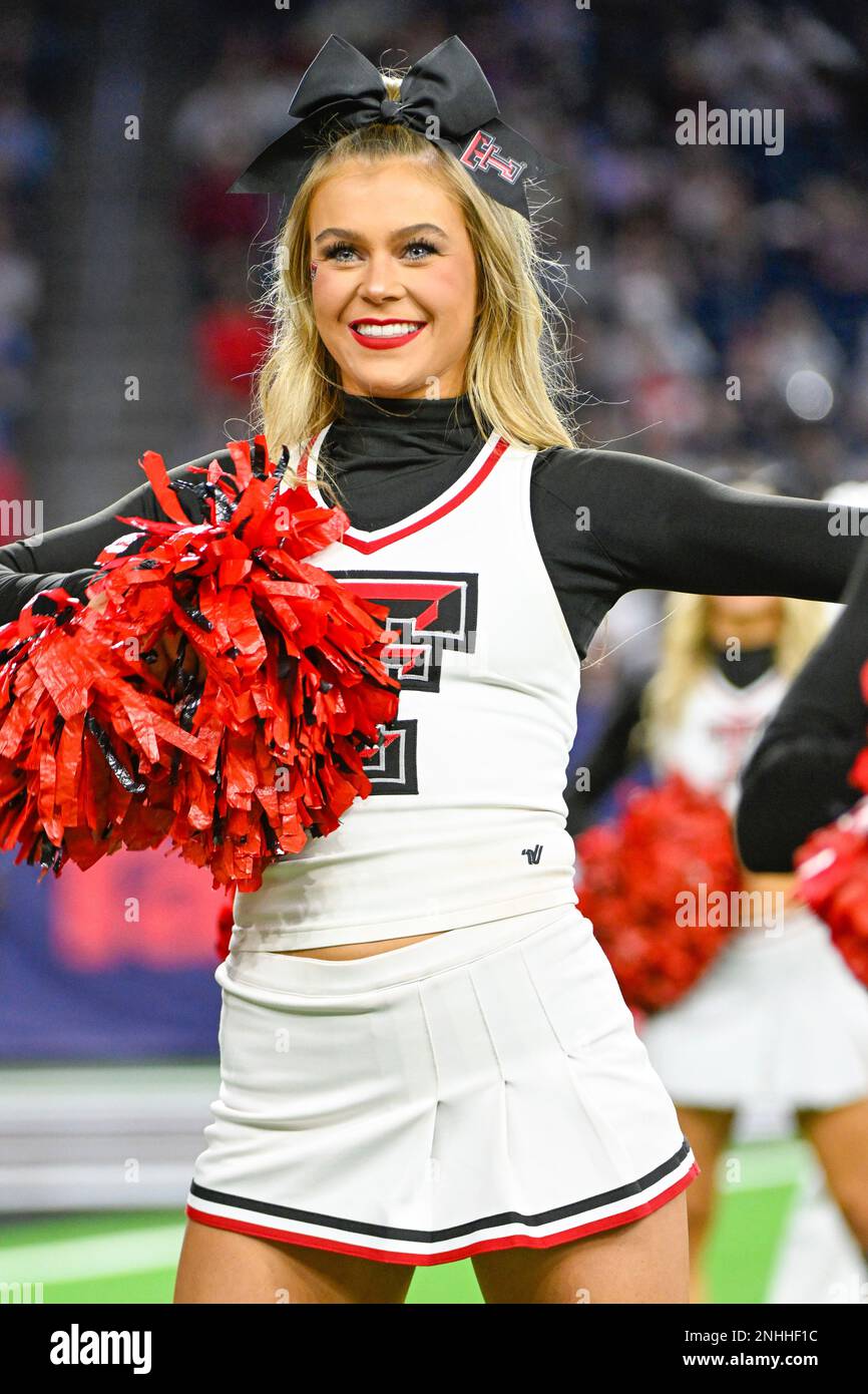HOUSTON, TX - DECEMBER 28: Red Raider cheerleaders rev up the crowd ...
