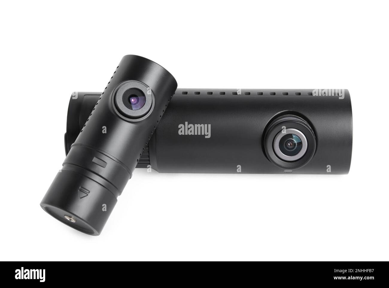 Black modern car cameras isolated on white Stock Photo - Alamy