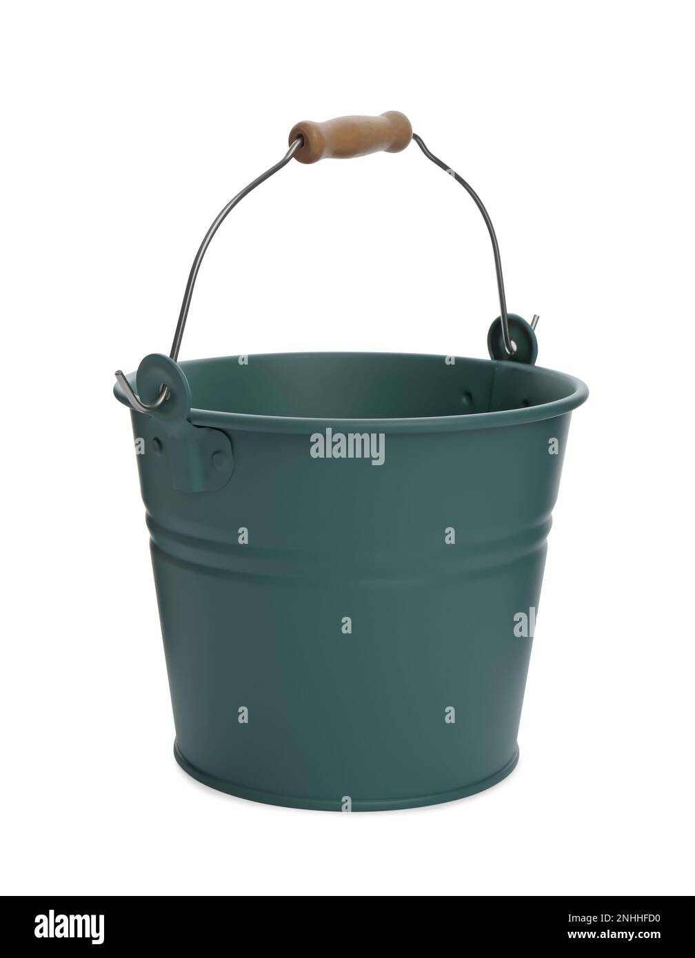 Metal bucket isolated on white. Gardening tool Stock Photo - Alamy