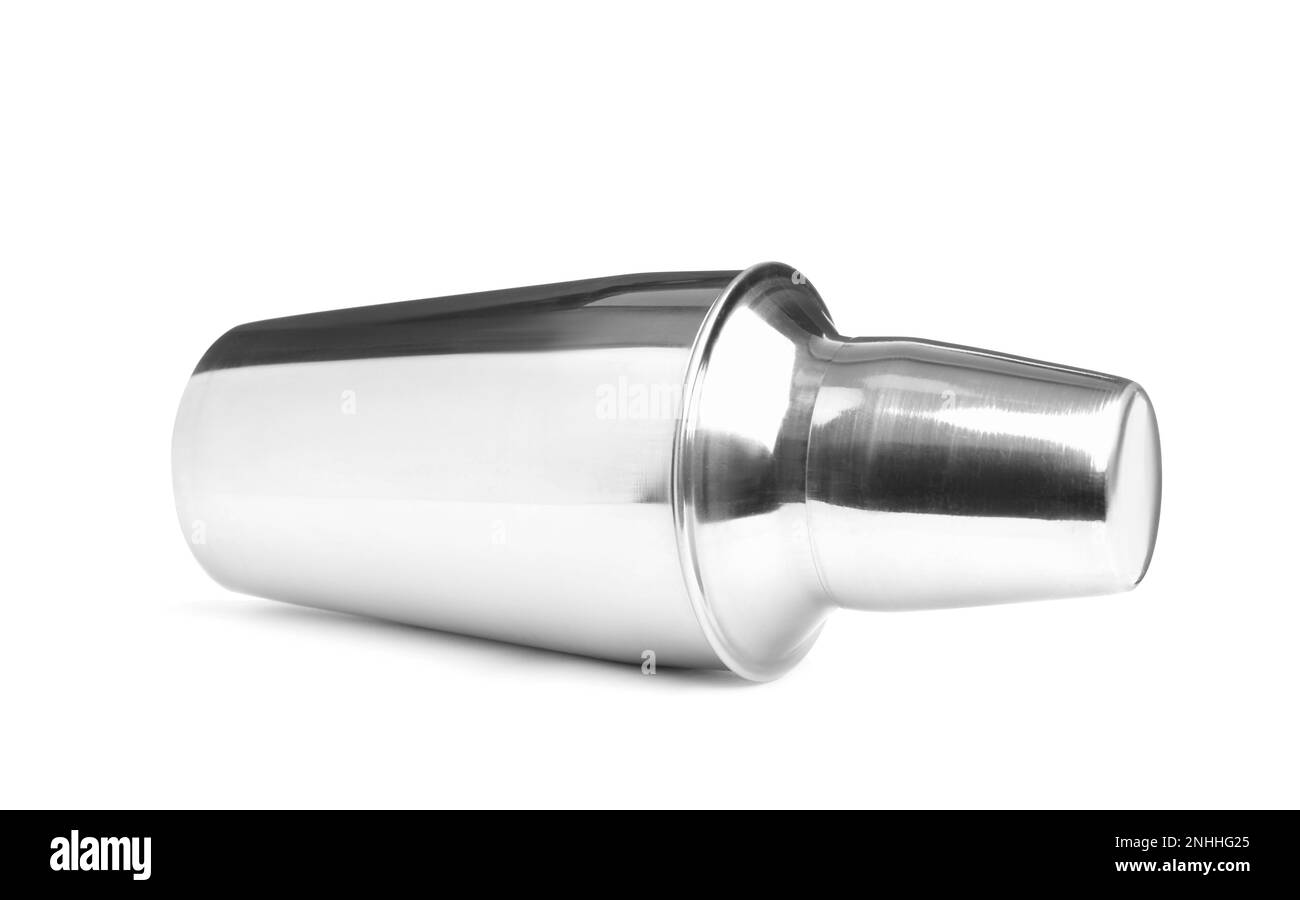 Metal shaker for cocktail isolated on white Stock Photo - Alamy